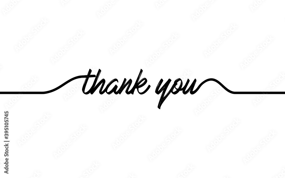Continuous one line drawing of thank you text. Vector minimalist script ...