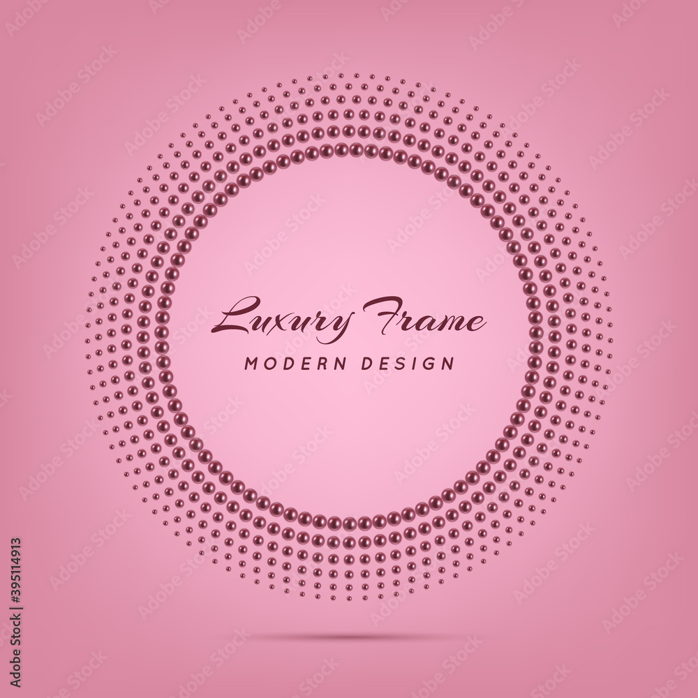 Vetor de Circle pearl dot frame. Circular pearls border with effect ...