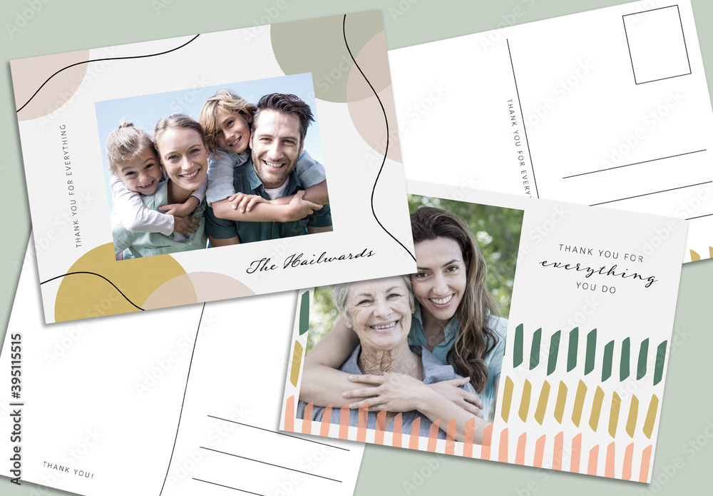 Organic Gratitude Postcard Layout Stock Template | Adobe Stock