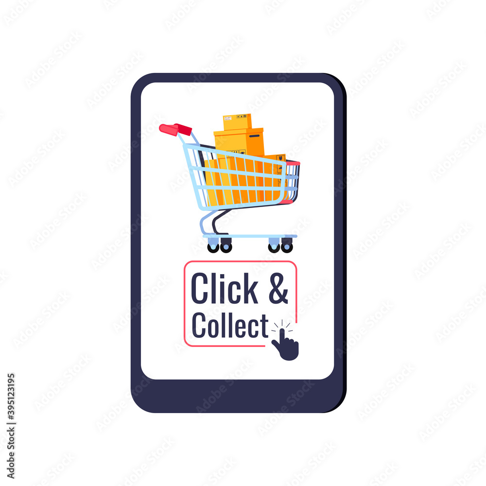 Click and collect delivery retail icon isolated on white background ...