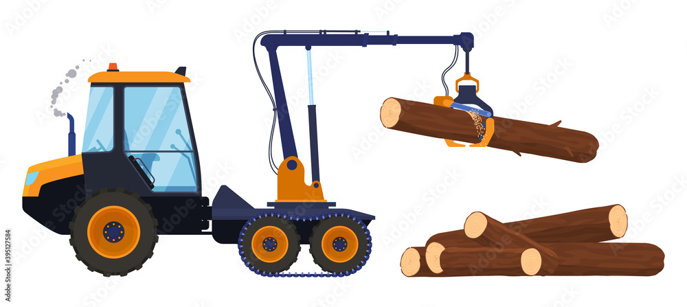Woodworking industry. Transport for logging. Loading, timber ...