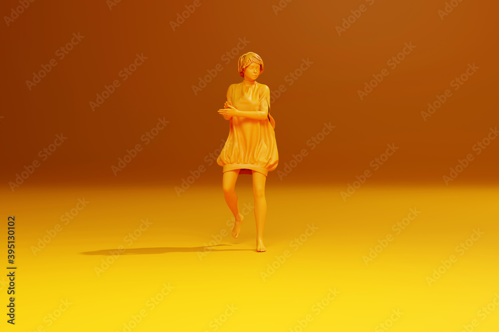 3D Illustration of a monochromatic happy clapping girl Stock ...
