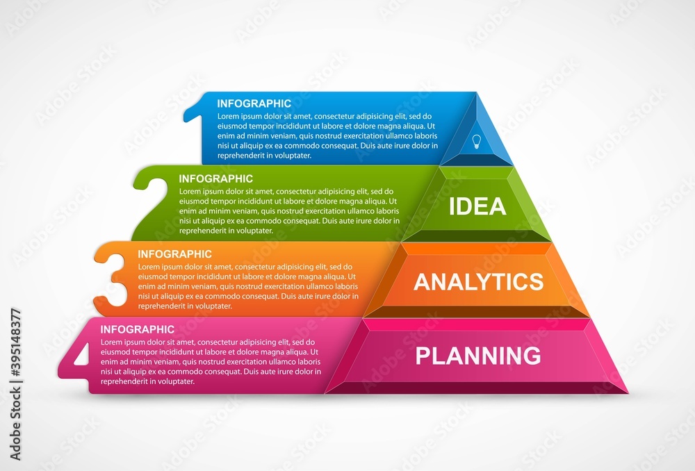 Infographic template with pyramid for presentations or information ...