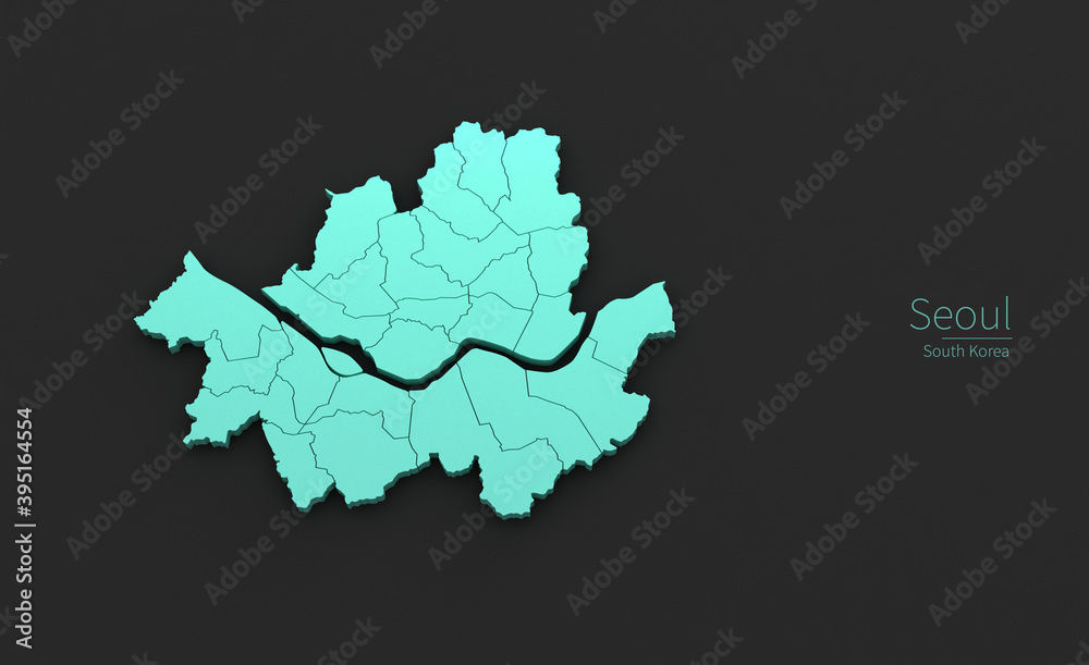 Seoul City Map. 3D Map Series of Cities in South korea. Stock ...