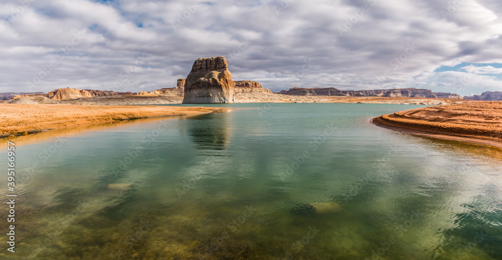 Lone Rock Reflection In Lake Powell, Glen Canyon National Recreation ...