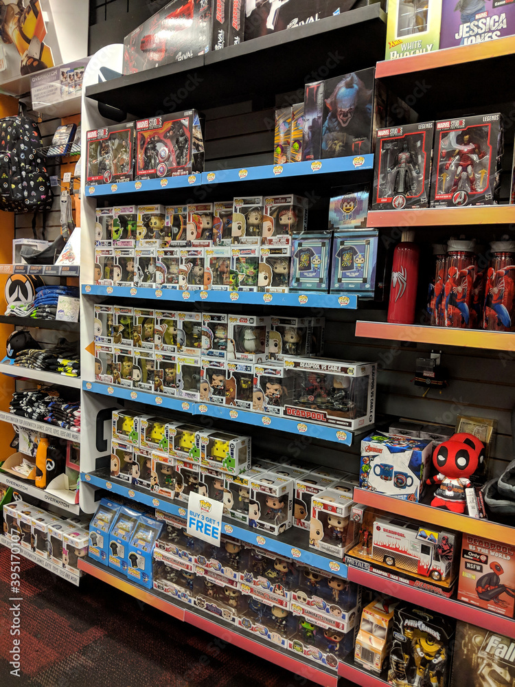 Funko Pop! Figures on display and other video game merchandise at ...