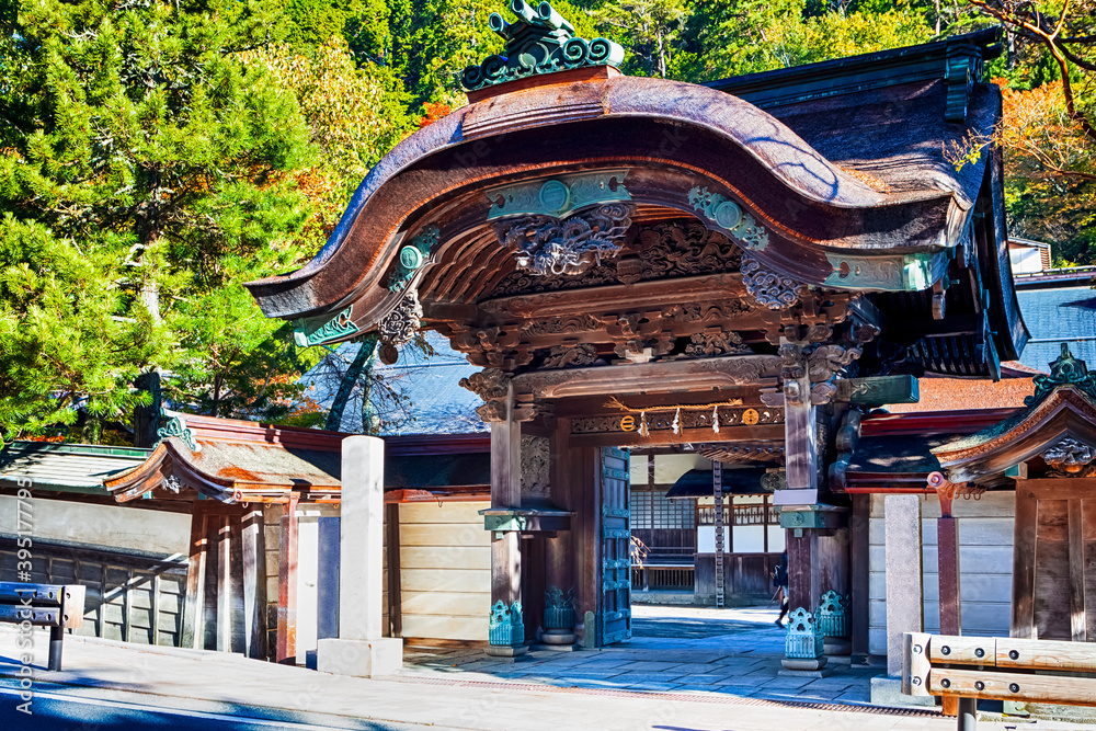 Tradtional Wooden Shinto Shrine At Koyasan Mountain At Fall in Japan ...