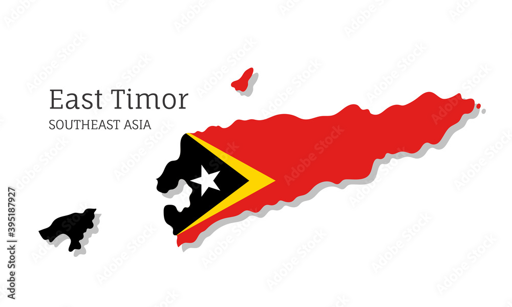 Vecteur Stock Map of East Timor with national flag. Highly detailed ...