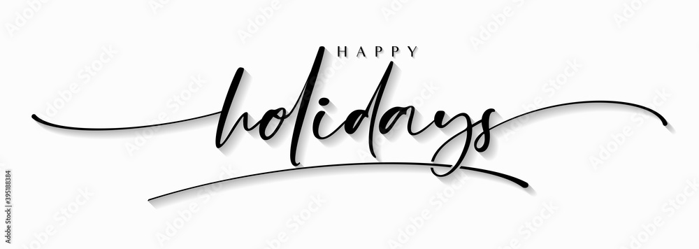 Happy Holidays Handwriting Lettering Calligraphy with Black Text Color ...