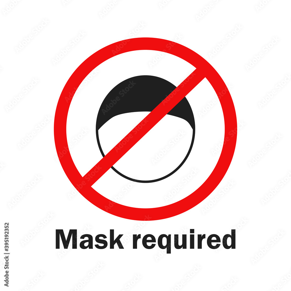 No entry without face mask. Mask required icon. Vector illustration ...