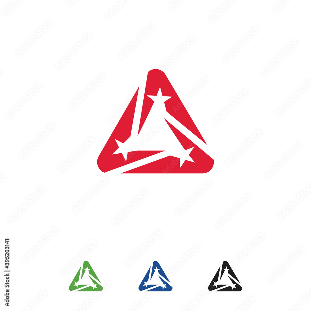 Triangle with three line logo. Alpha abstract icon. Triangle Star Arrow ...