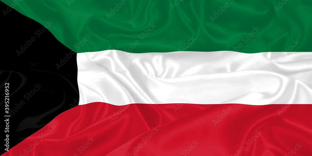 Kuwait Flag waving. National flag of Kuwait with waves and wind ...