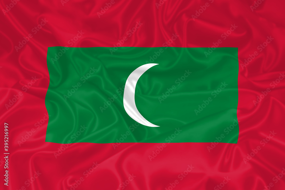 Maldives Flag waving. National flag of Maldives with waves and wind ...