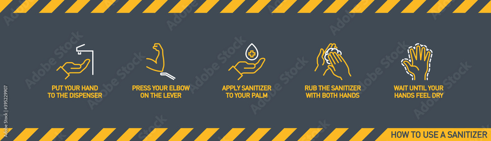 Infographic illustration of How to use hand sanitizer properly ...
