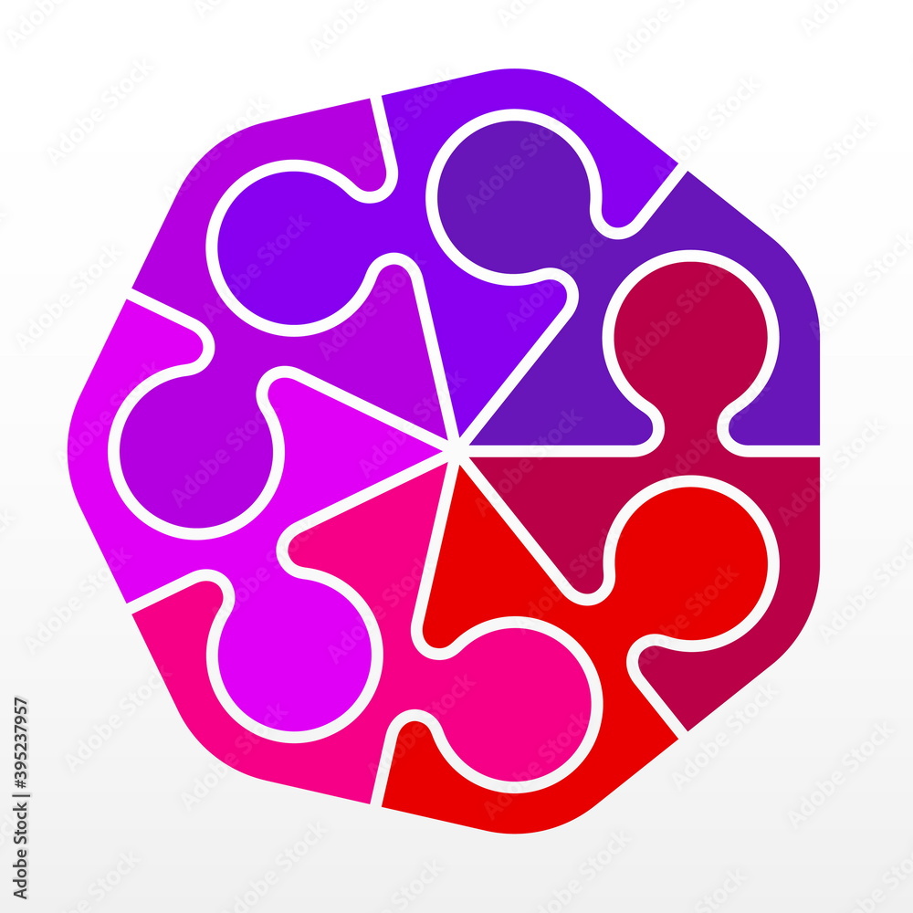 Seven pieces flat puzzle round infographic presentation. 7 steps circle ...