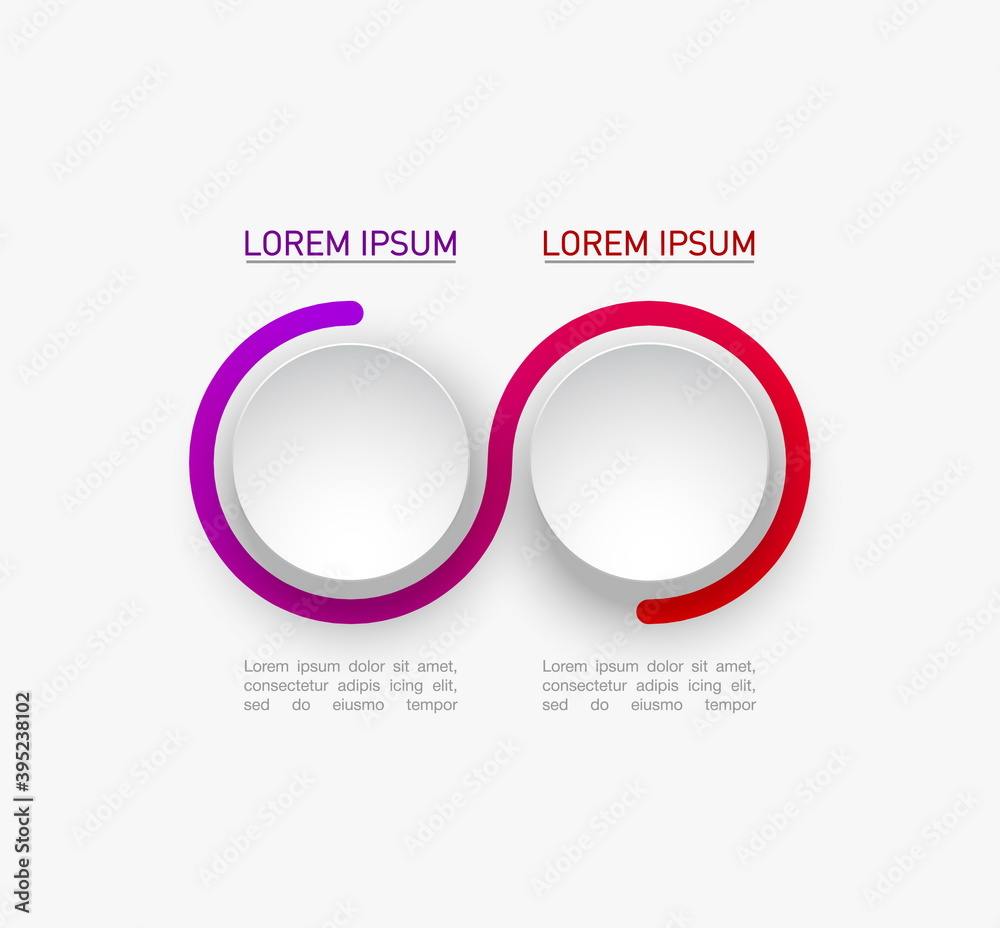 2 circle shapes components Infographic. Modern business circle origami ...