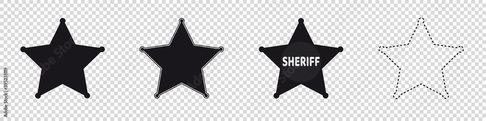 Sheriff Star Symbols - Different Vector Illustrations - Isolated On ...