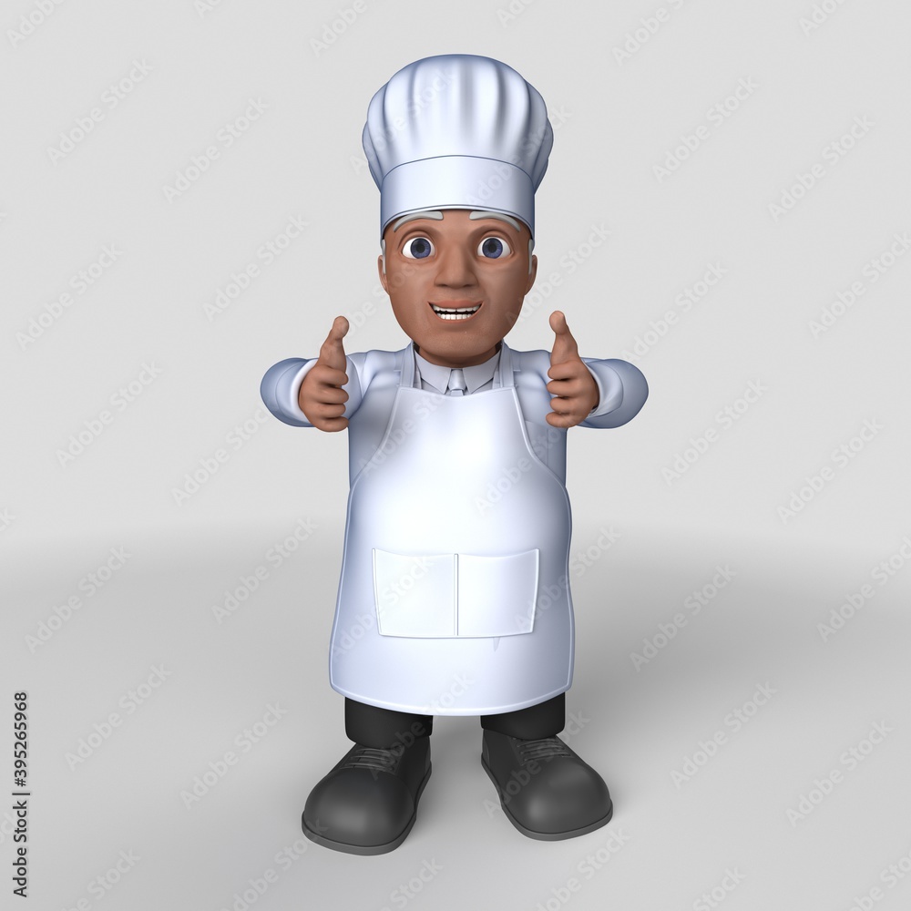 3D Cartoon Baker Character Stock Illustration | Adobe Stock