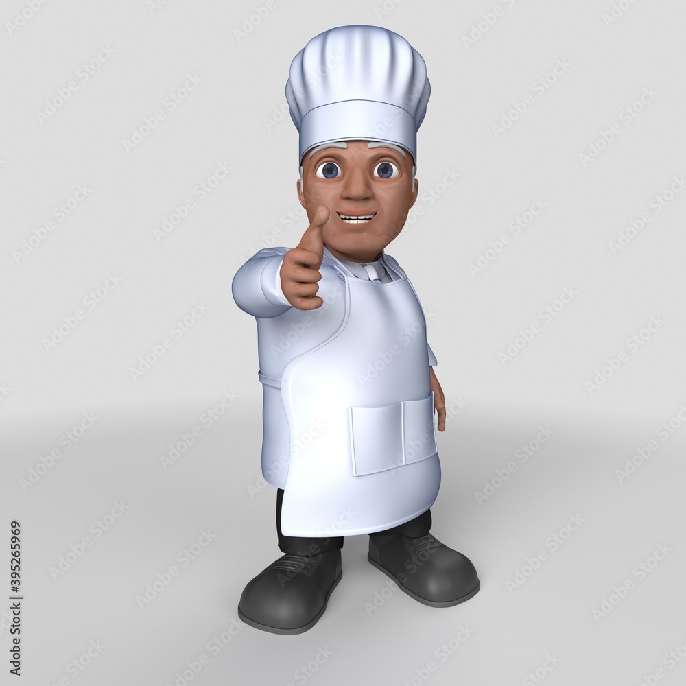 3D Cartoon Baker Character Stock Illustration | Adobe Stock