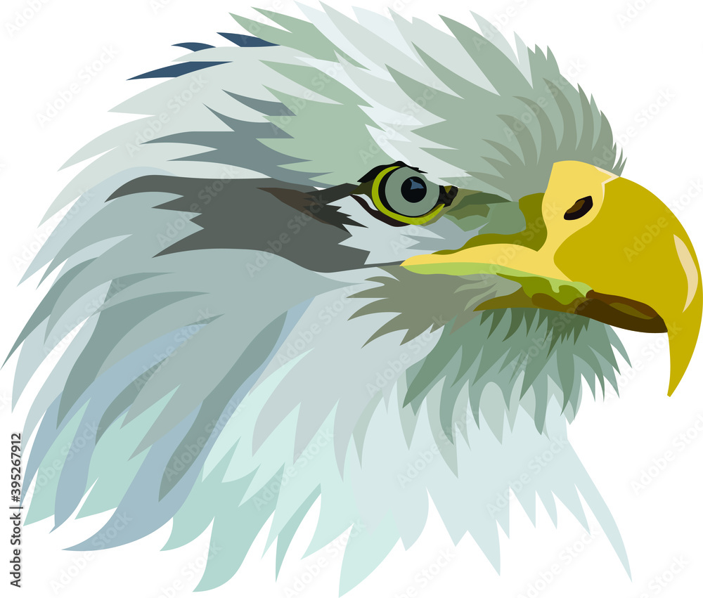 kepala elang dengan latar belakang putih terisolasi. Gaya WPAP. elang ...