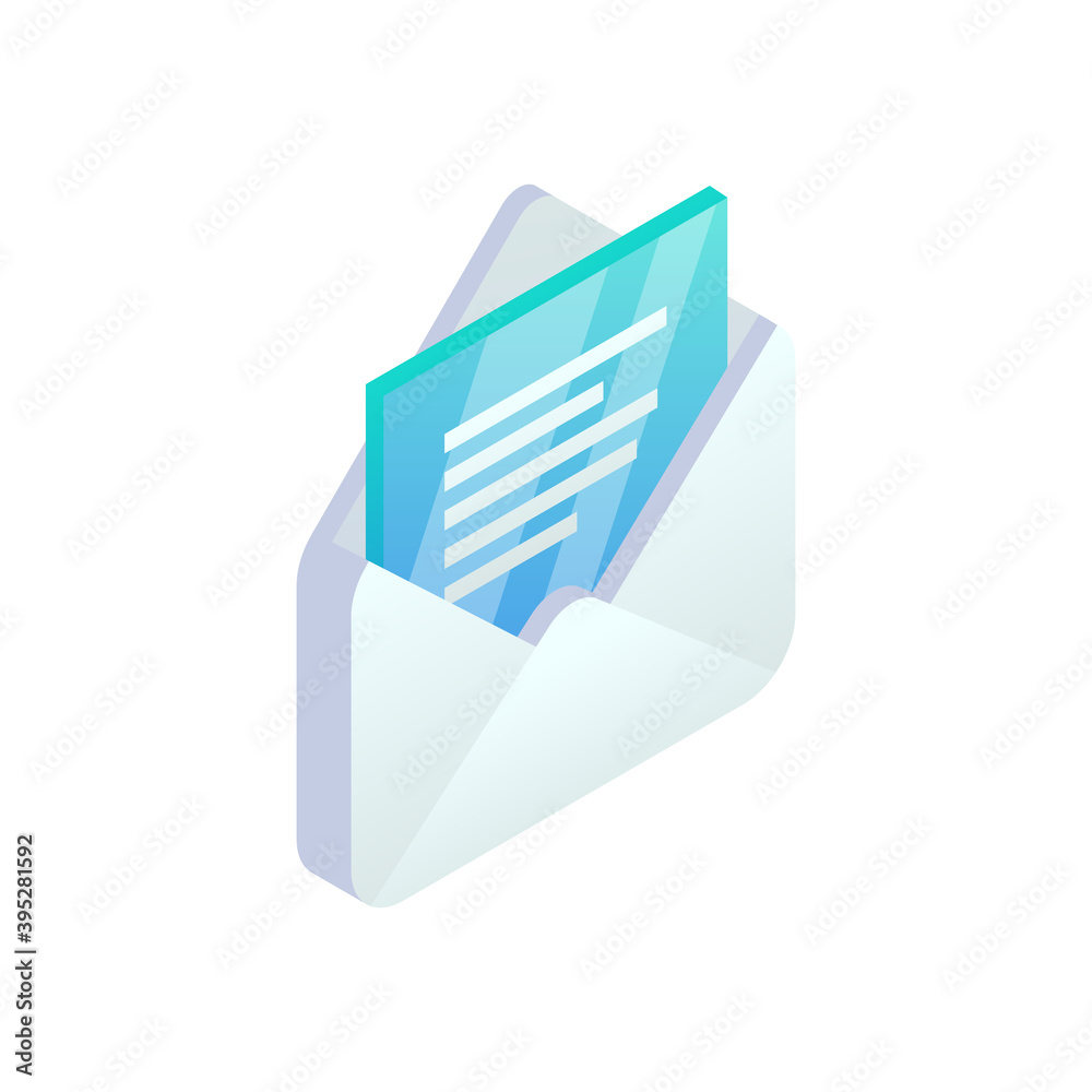 New open message isometric icon, Mobile Email, New e-mail sign. 3d ...