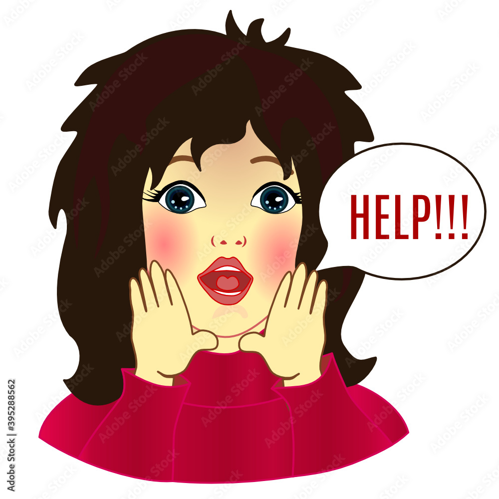 emoticon with a cool scared girl with both palms to his mouth and ...