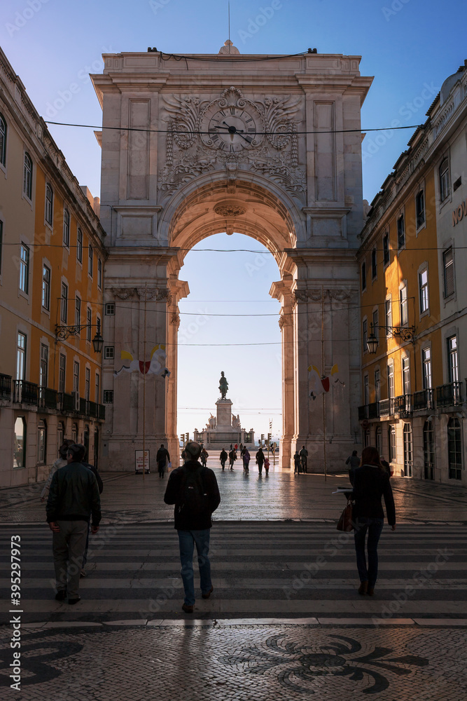 The Triumphal Arch of Rua Augusta and, through the arch, the Praça do ...