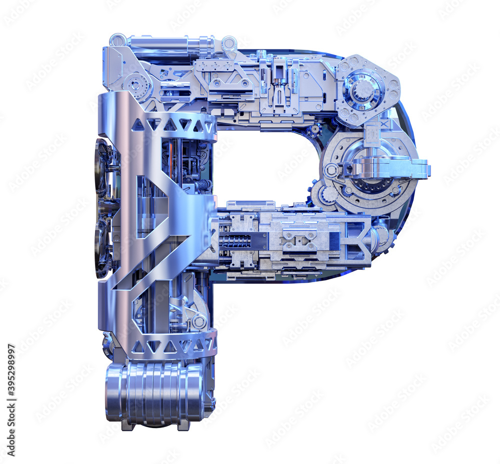 Capital letter P 3D logo. Cyber technological abstract texture alphabet ...