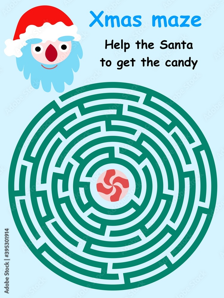 Xmas maze game with Santa Claus stock vector illustration. Help the ...