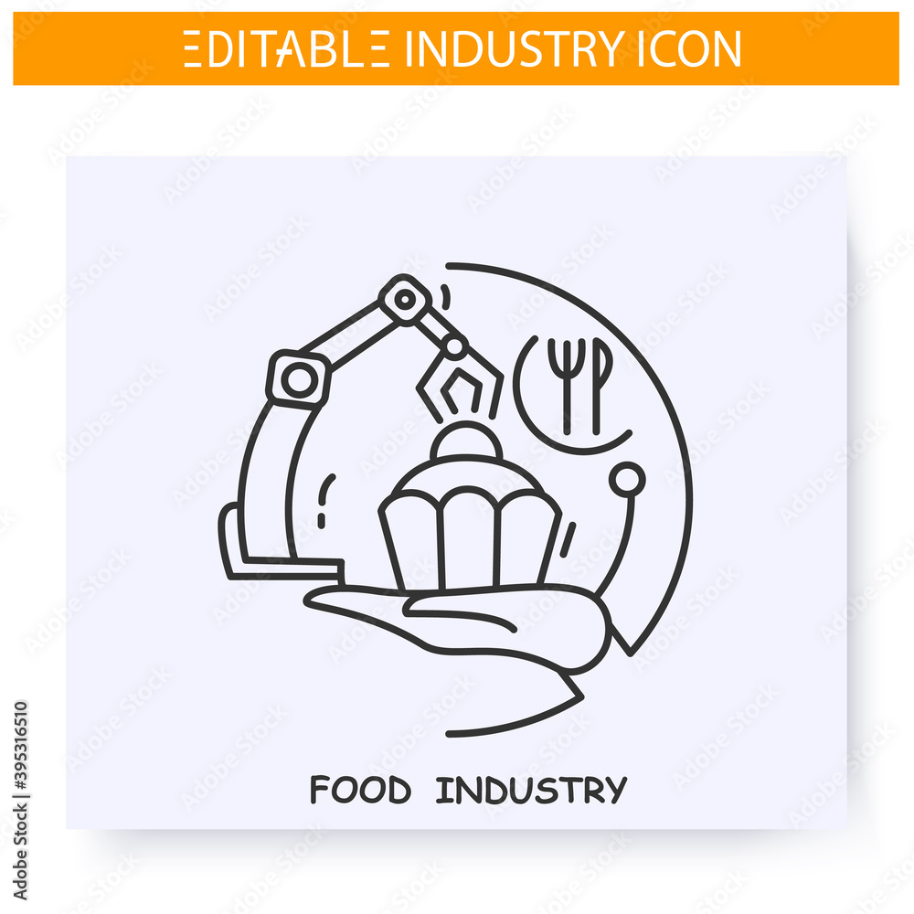Food industry line icon. Food and Beverage manufacturing. Technological ...
