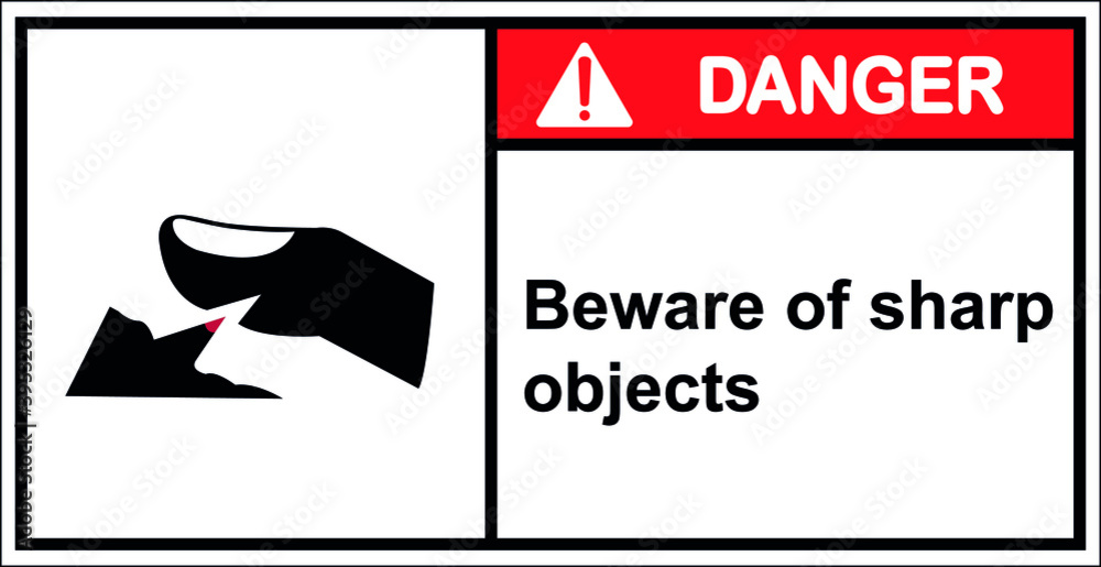 Be careful with your fingers to hit sharp objects.Vector,Danger Stock-Vektorgrafik | Adobe Stock