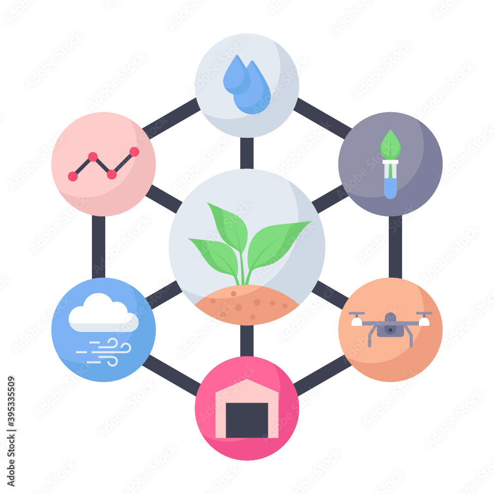 digitalization in agriculture process Concept Vector color Icon Design ...