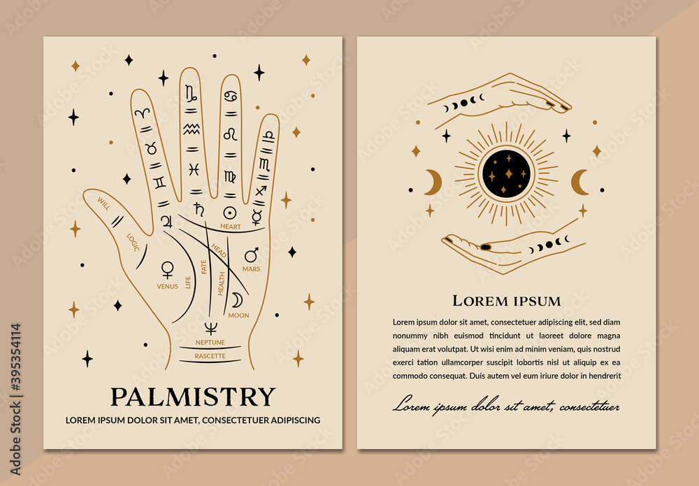 Psychic Palm Reading Card Layout Stock Template | Adobe Stock