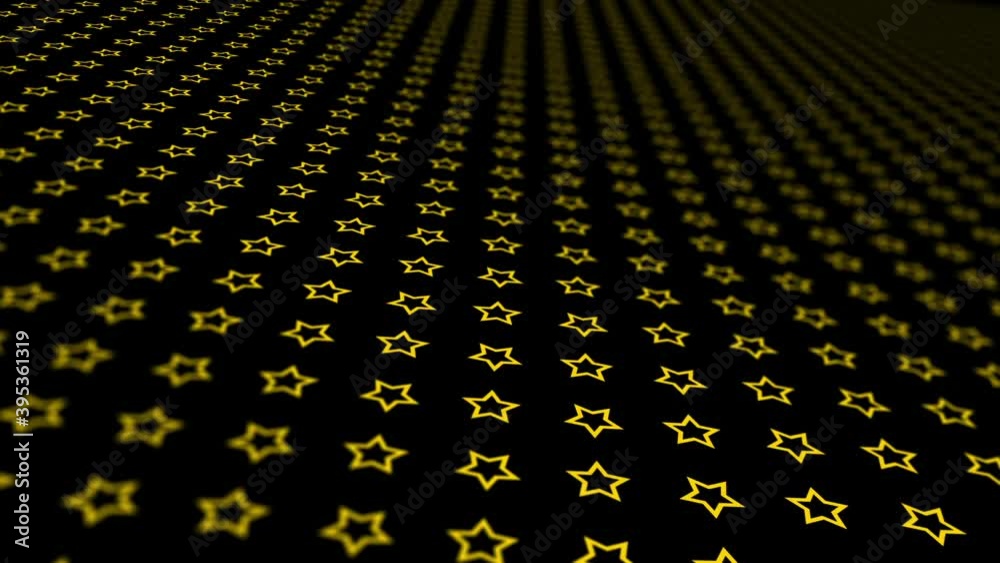 Rotating stars looped background animation. Yellow stars on a black ...