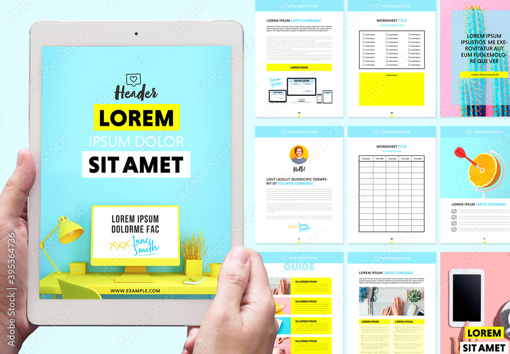 Colorful E-Course Workbook Layout Stock Template | Adobe Stock