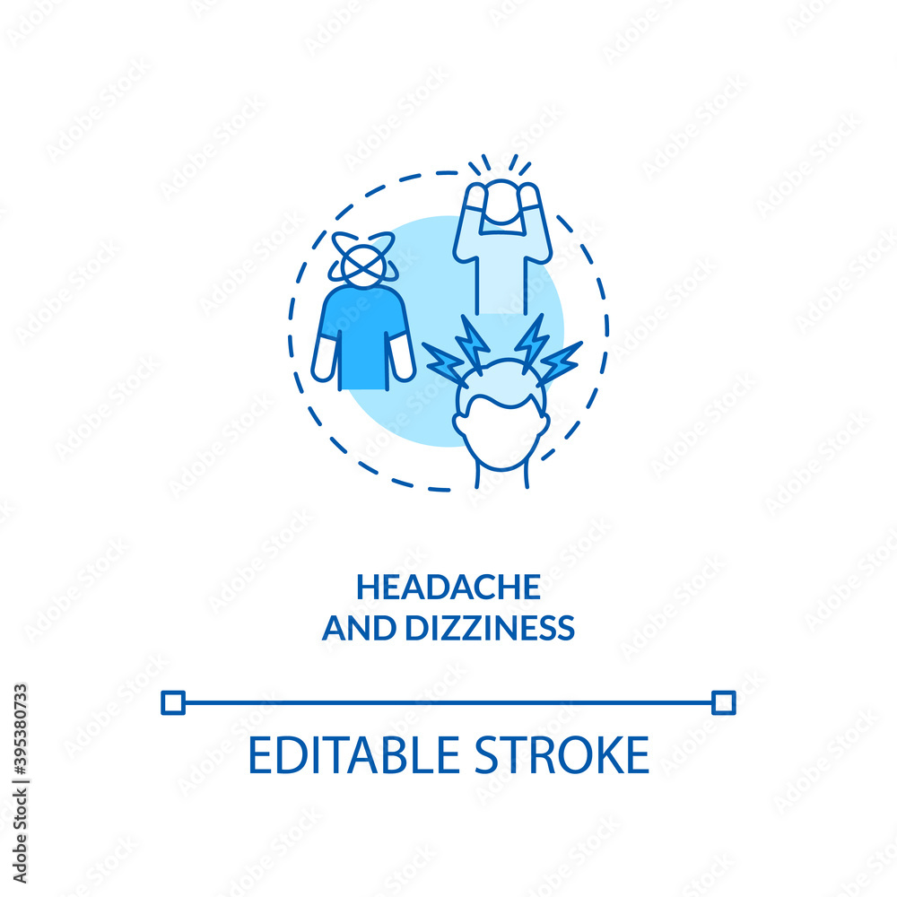 Headache and dizziness concept icon. CFS symptom idea thin line ...