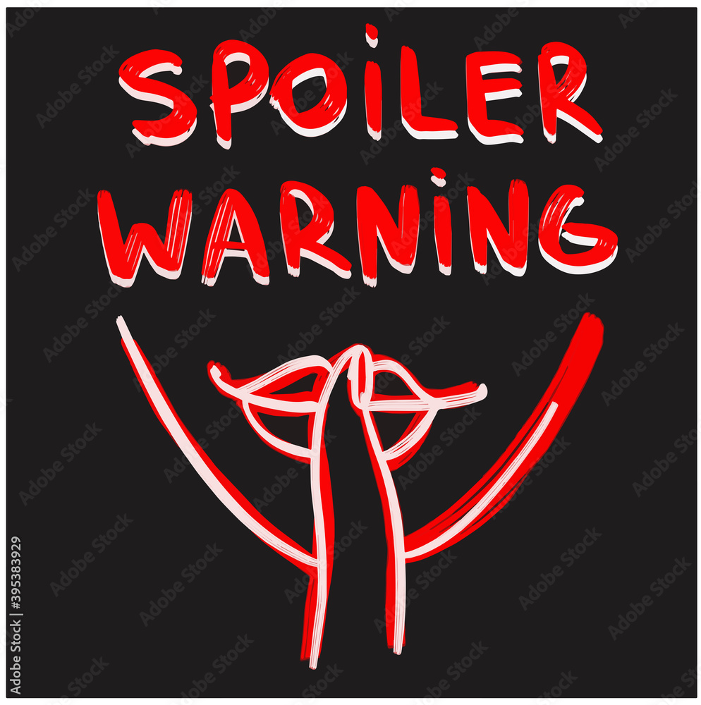 Vettoriale Stock Spoiler warning grunge rubber stamp on black ...