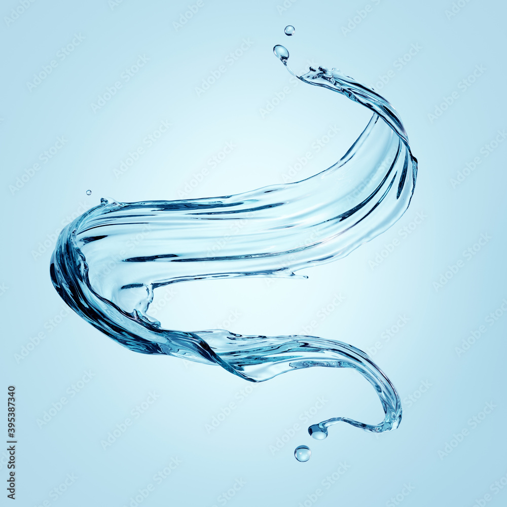 3d render, pure water jet, splashing wave clip art, liquid splash ...