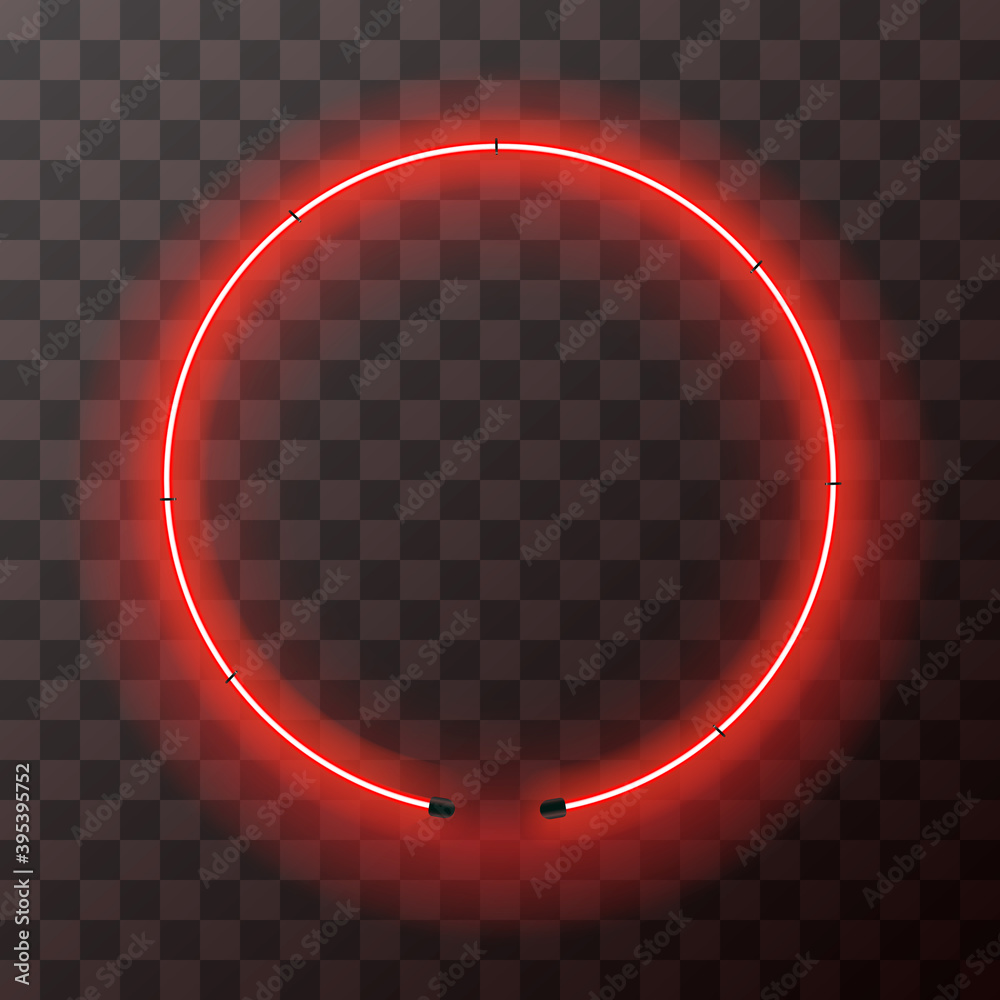 Red neon round frame, template on transparent background Stock Vector ...