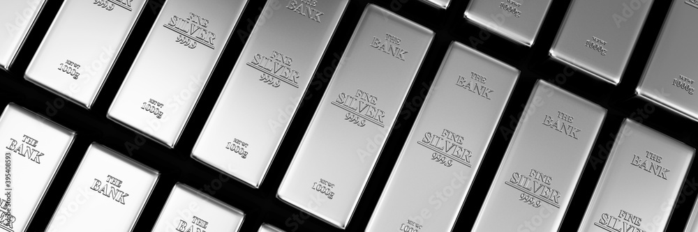 Stack of Silver Bars in the Bank Vault Abstract Background Stock ...