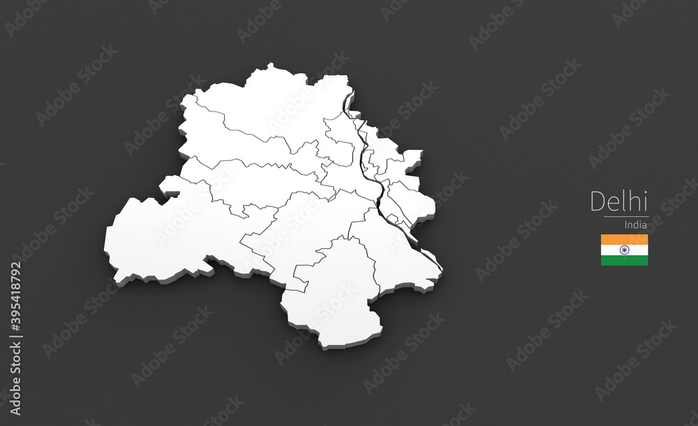 Delhi City Map. 3D Map Series of Cities in India. Stock Illustration ...