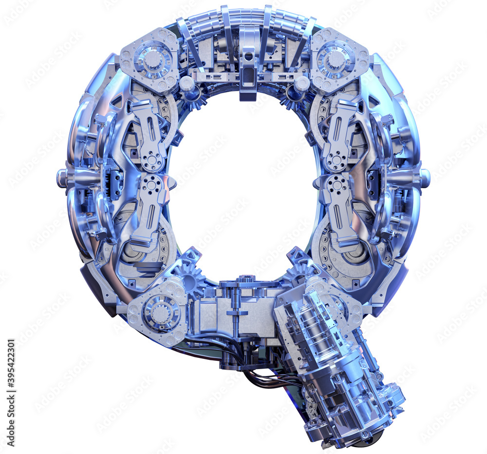 Capital letter Q 3D logo. Cyber technological abstract texture alphabet ...