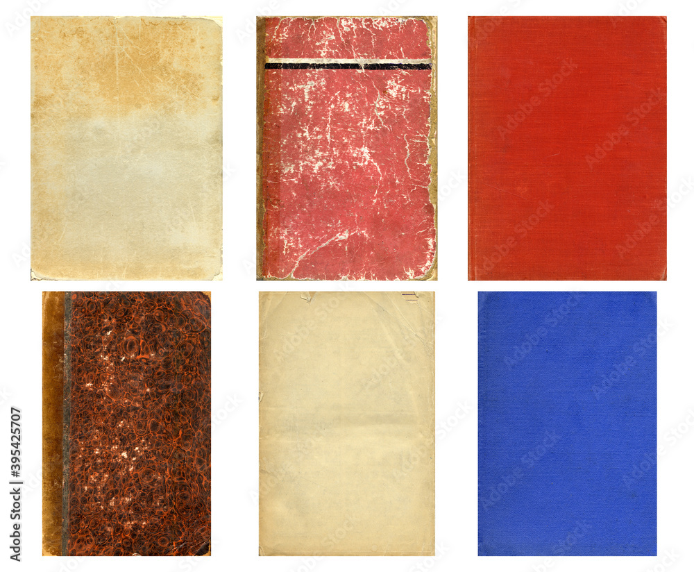 Paper and textile textures set. Blank retro pages and old book covers ...