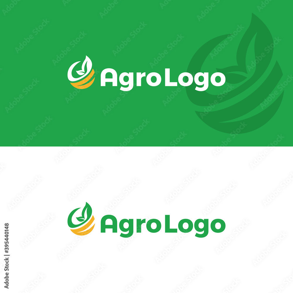 Agro logo design template. Leaf on green background. Agriculture vector ...