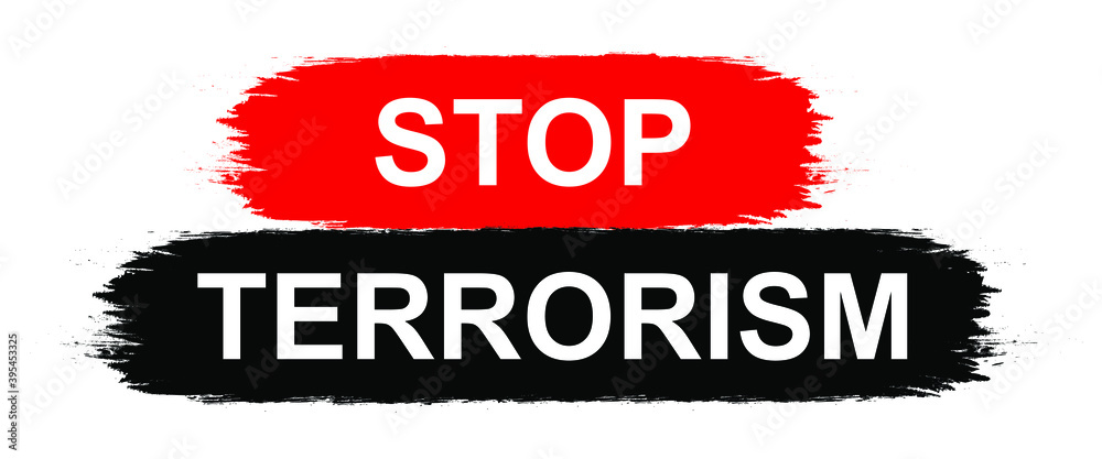 Terrorism banner background logo icon sign Stop terror concept ...