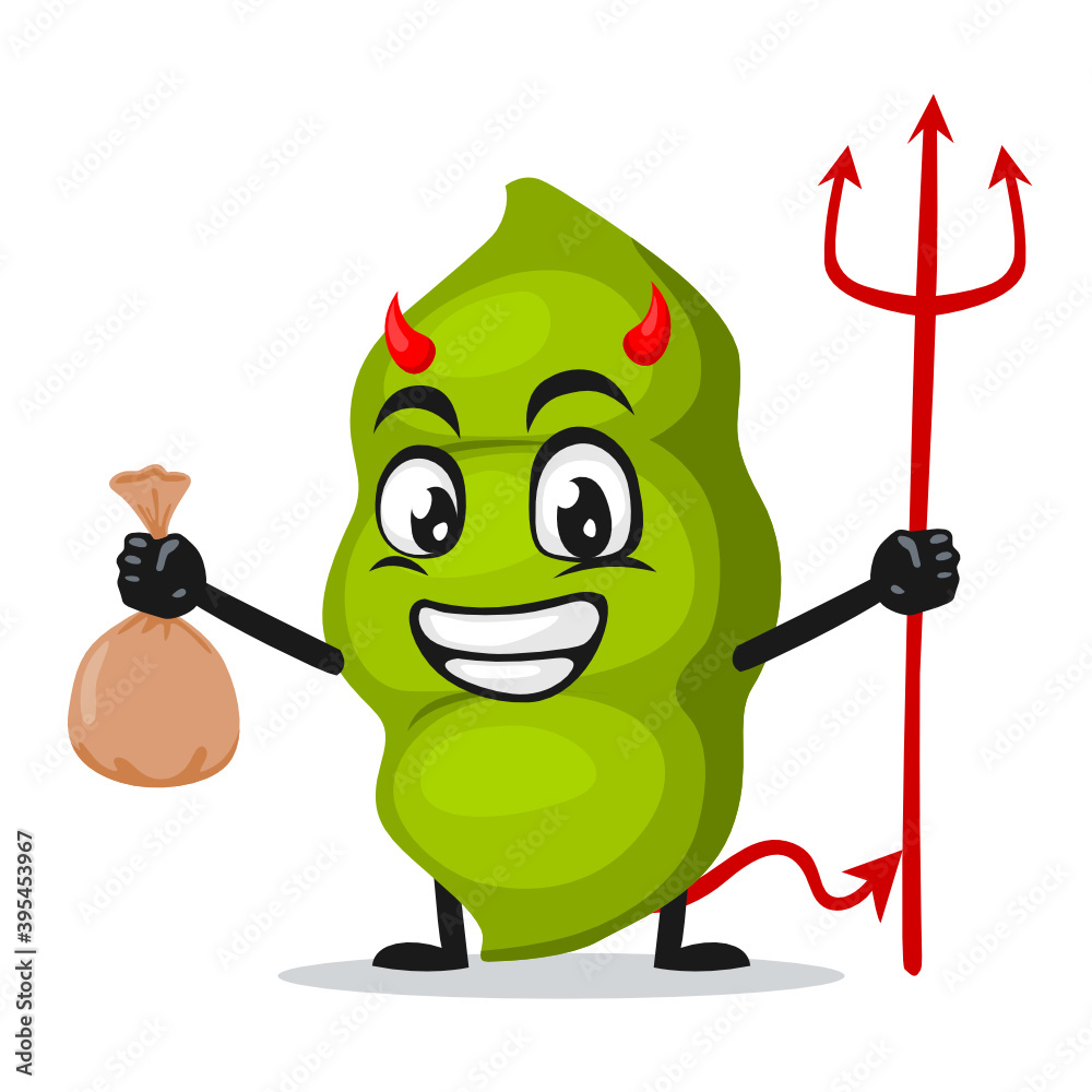 vector illustration of peas mascot or character Wearing devil costume ...
