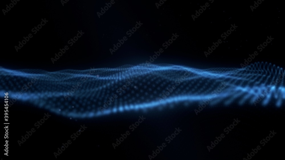 Abstract Dynamic digital particle wave patterns with glowing light effect, abstract background ...