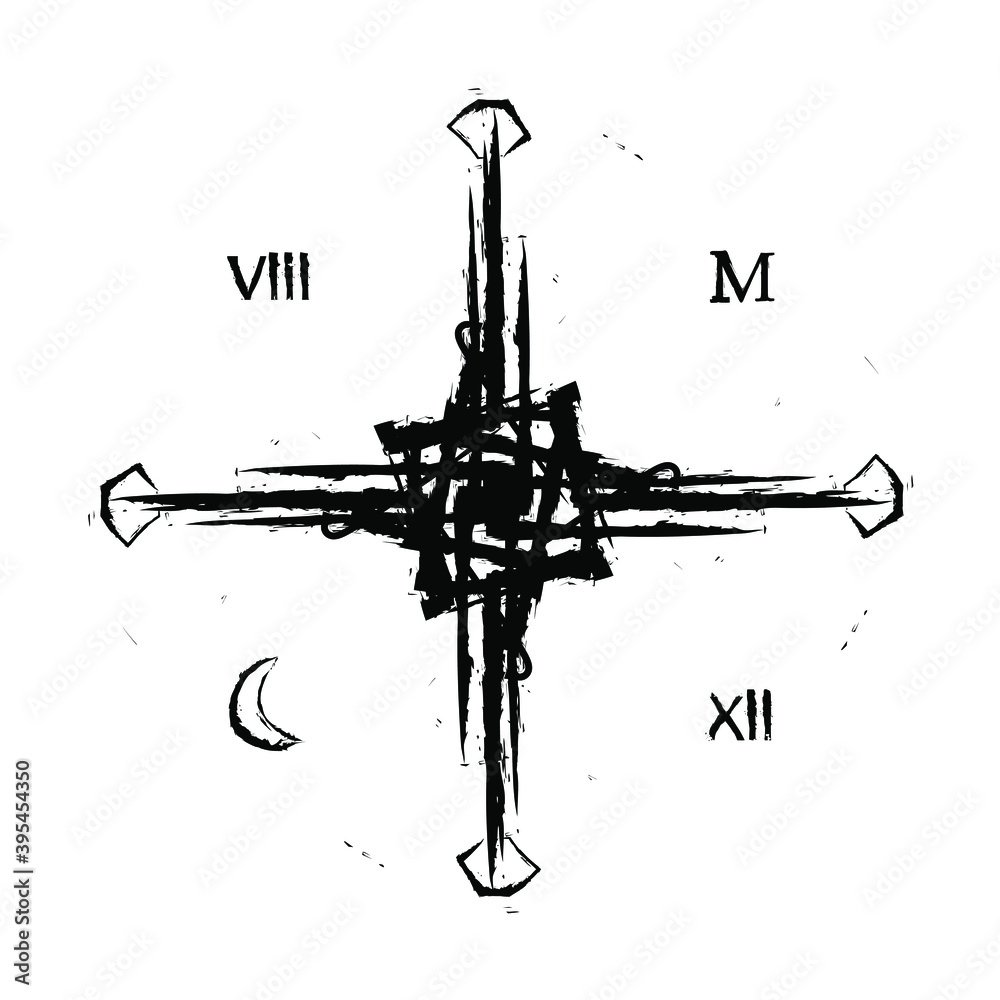 Magic occult heraldic cross Freemasonry secret society logo icon moon ...