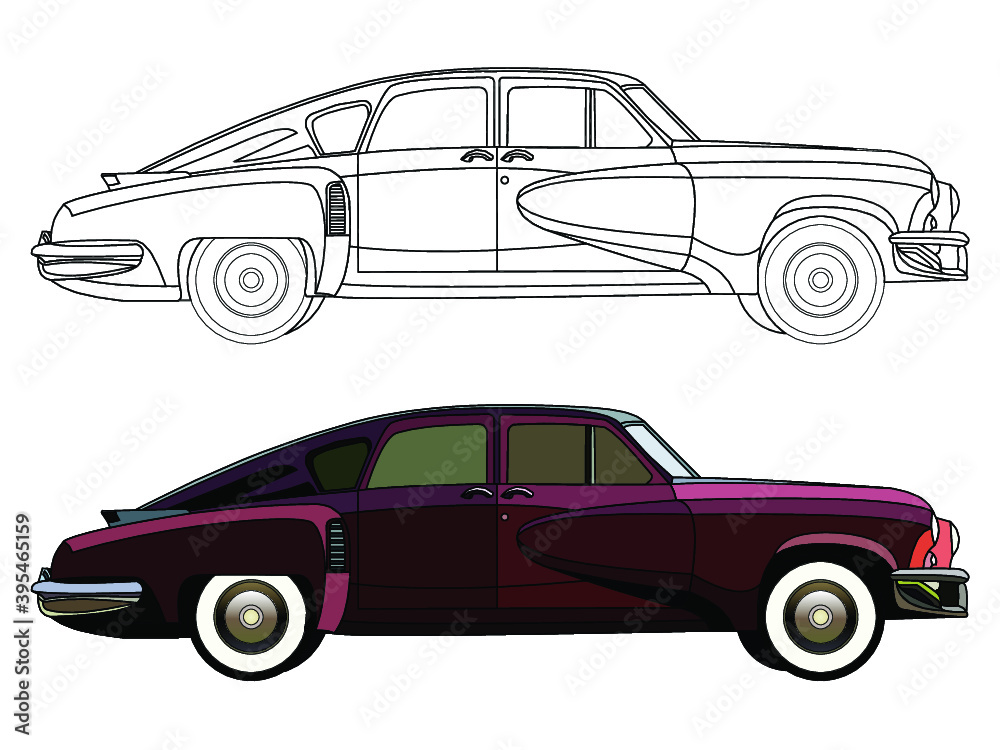 detailed side of a flat car cartoon vector with black stroke option for ...