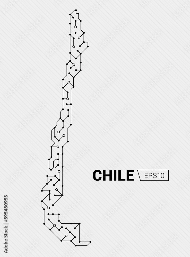 Abstract futuristic map of Chile. Electric circuit of the country ...